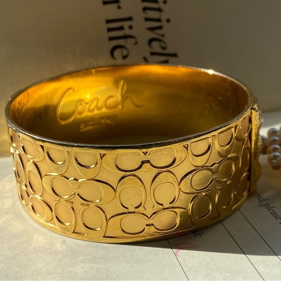 Coach | Jewelry | Stunning Gold Tone Coach Wide Bangle Bracelet | Poshmark